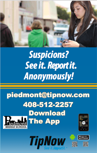 Piedmont Middle School - Tip Now Anonymous Reporting